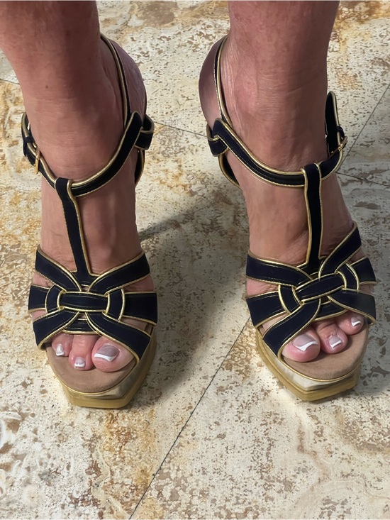 Yves Saint Laurent | Shoes | Yves Saint Laurent Black And Gold Platform ...